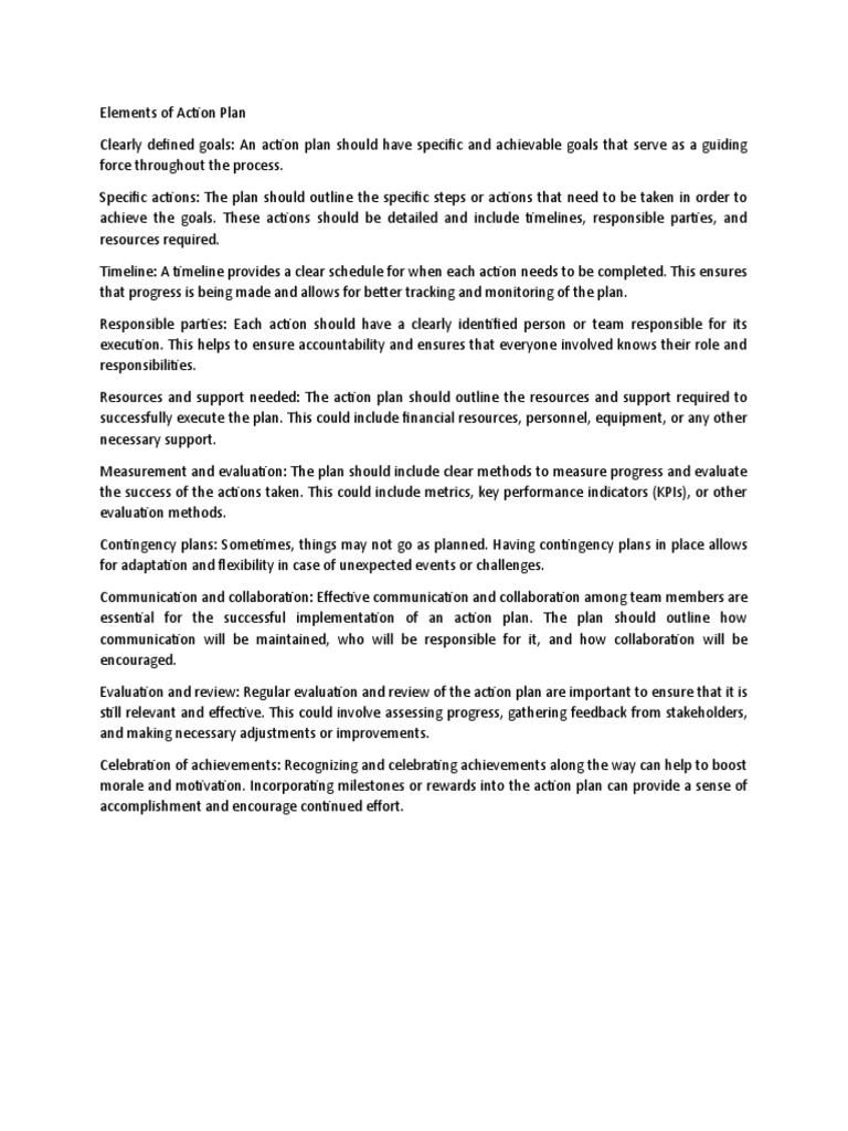Key Elements of an Action Plan | PDF | Business | Finance & Money ...