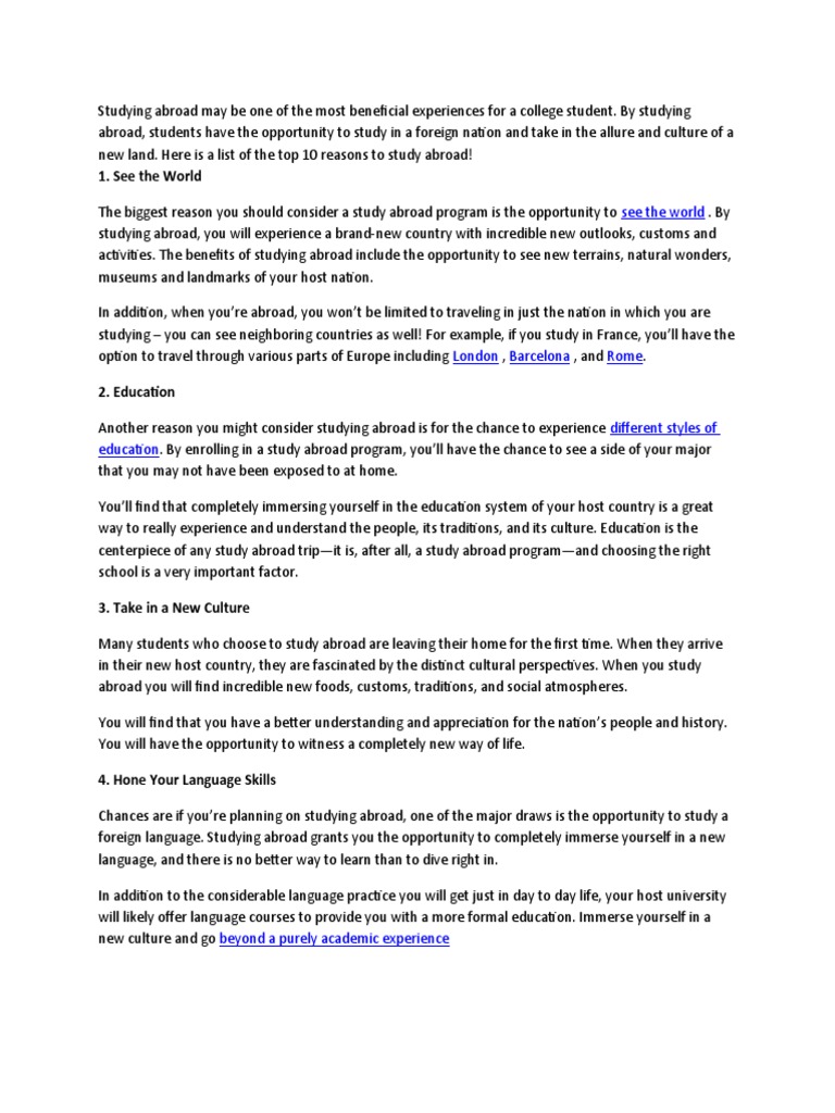 Studying Abroad | PDF | International Student | Curiosity