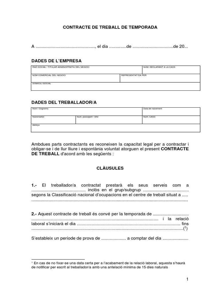 Contracte Temporada | PDF