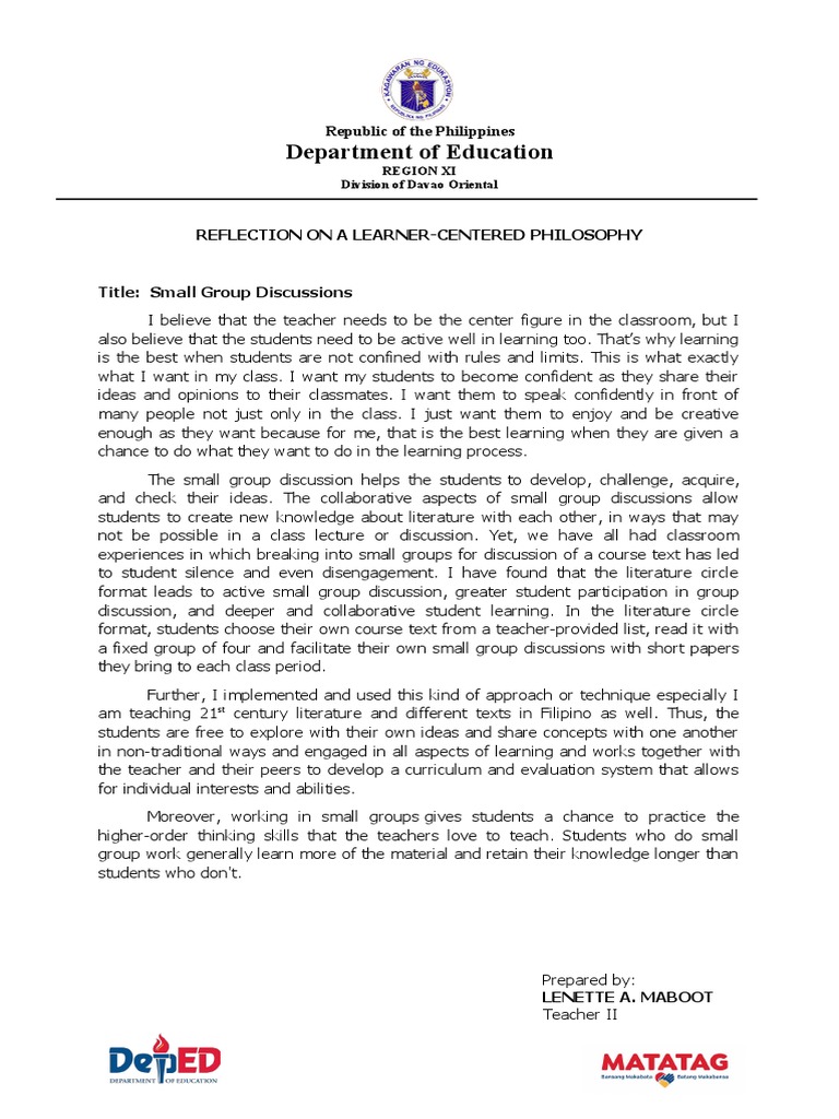 Learner Centered Philosophy Pdf Learning Teachers