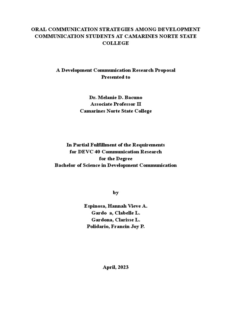 Oral Communication Strategies for Students | PDF | Career & Growth ...