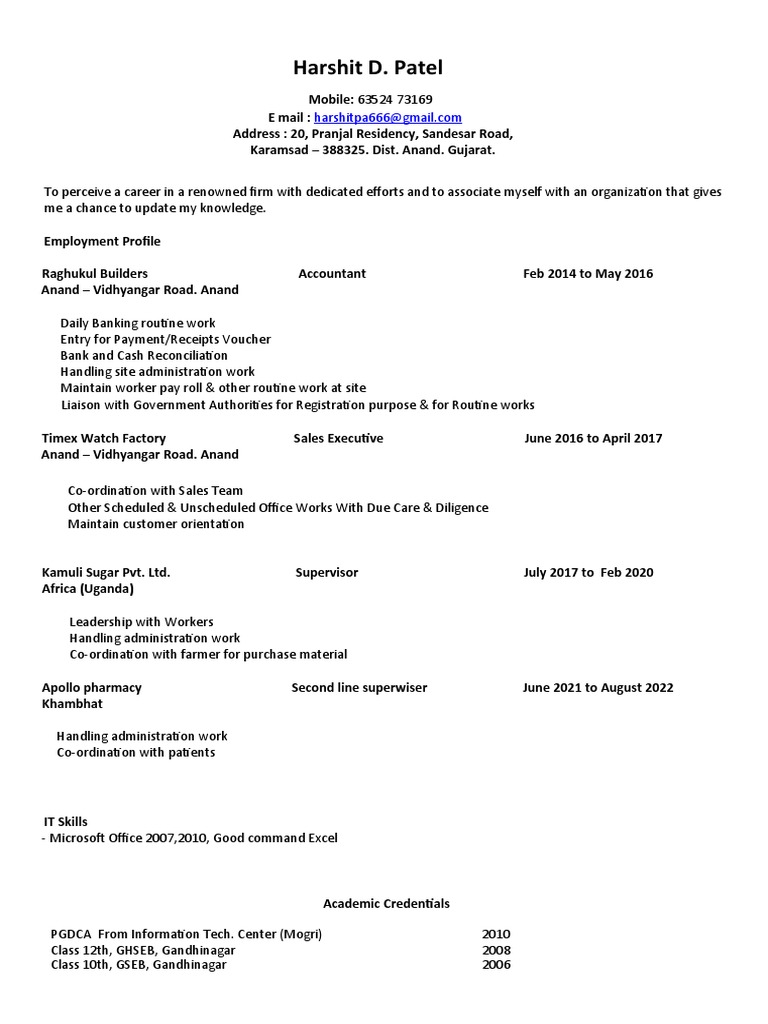 Harshit Patel Resume | PDF Harshit Patel Resume | PDF