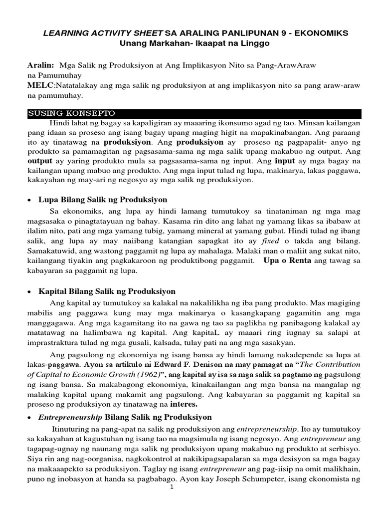 Las Ap9 - Q1 - Week 4 | PDF