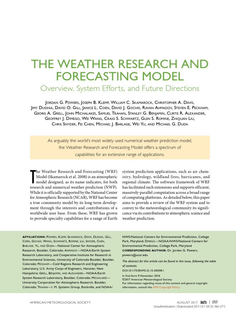 The Weather Research and Forecasting Model: Overview, System Efforts ...