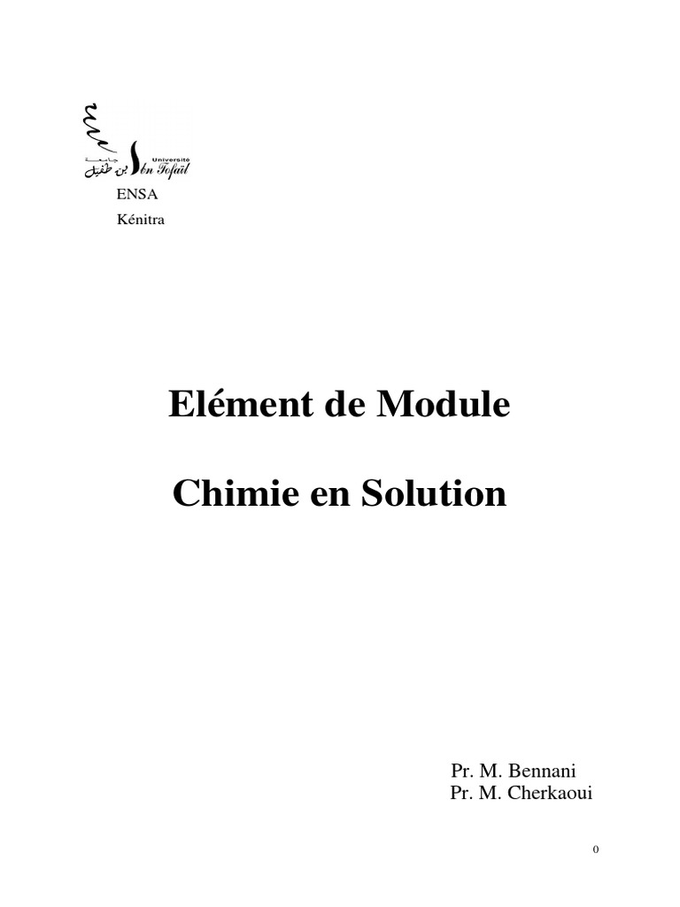 Chimie en Solution: Concepts Clés | PDF | Ph | Ion
