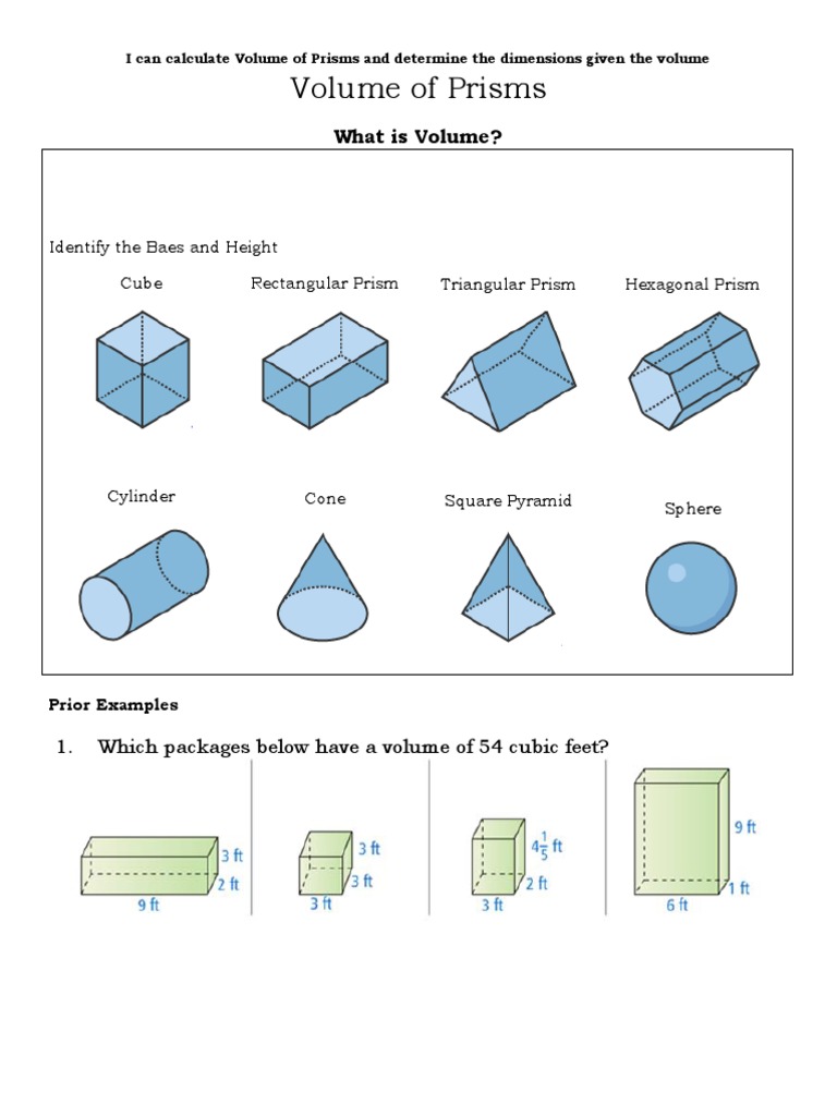 Volume of Prisms CN | PDF
