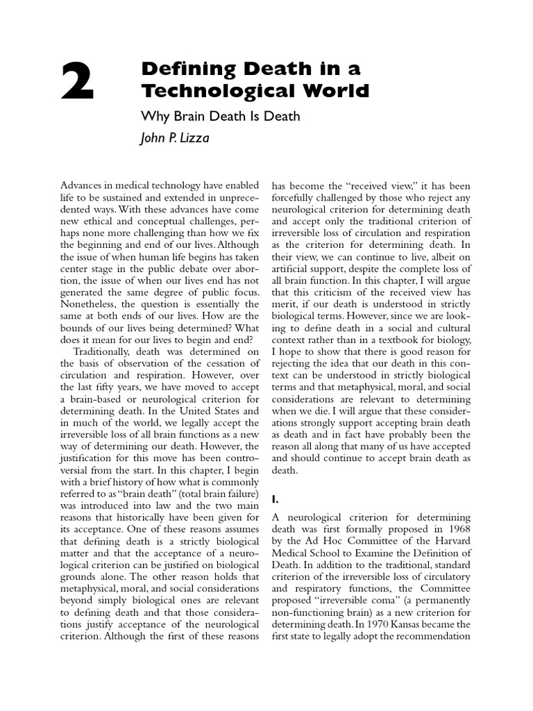 Defining Death in A Technological World | PDF | Death | Reason
