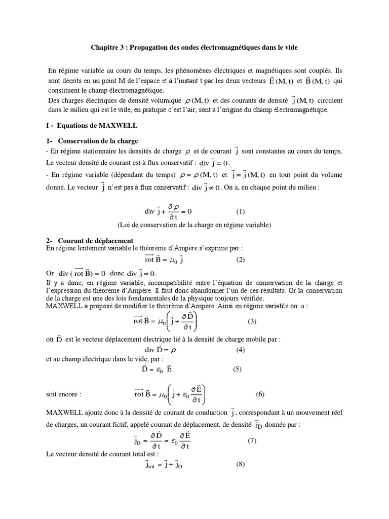 Propagation des ondes électromagnétiques | PDF | Équations de Maxwell ...