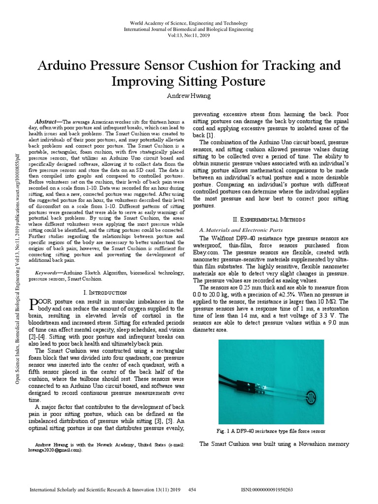 Arduino Pressure Sensor Cushion For Tracking and Improving Sitting ...