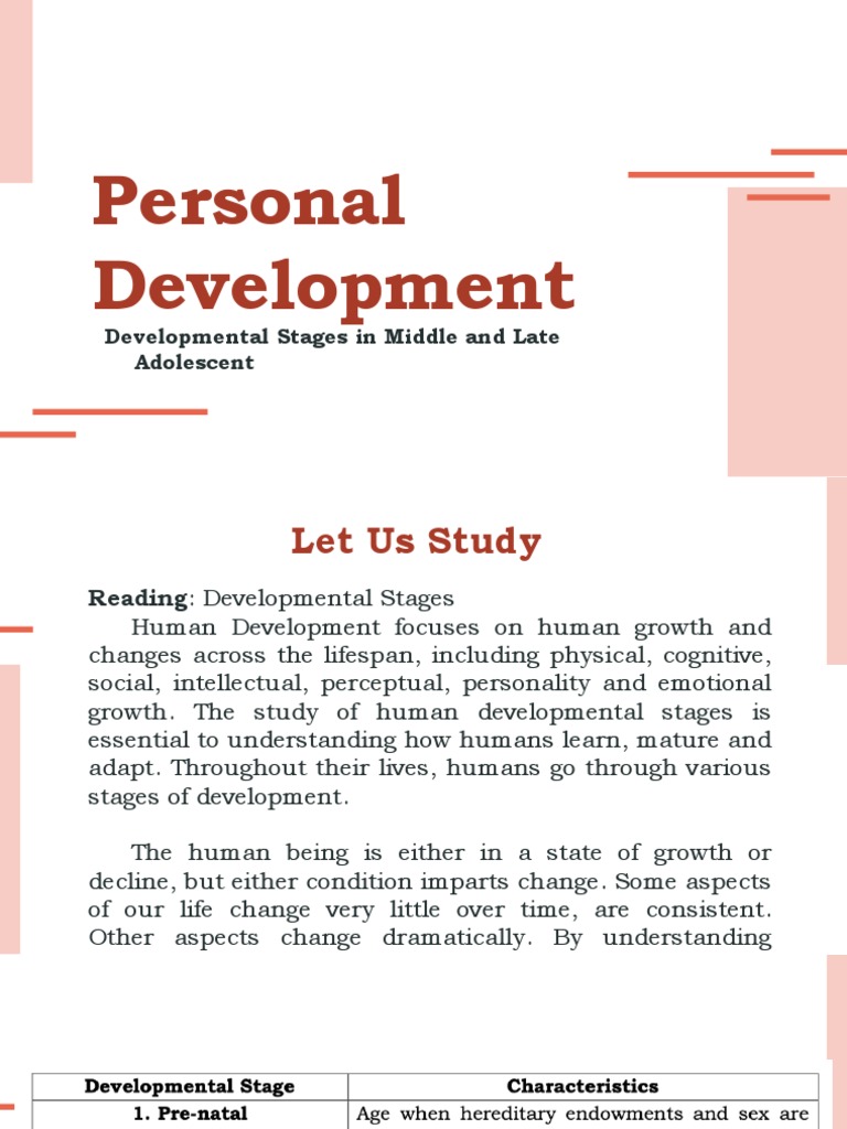 Personal Development - Lesson 3 | PDF