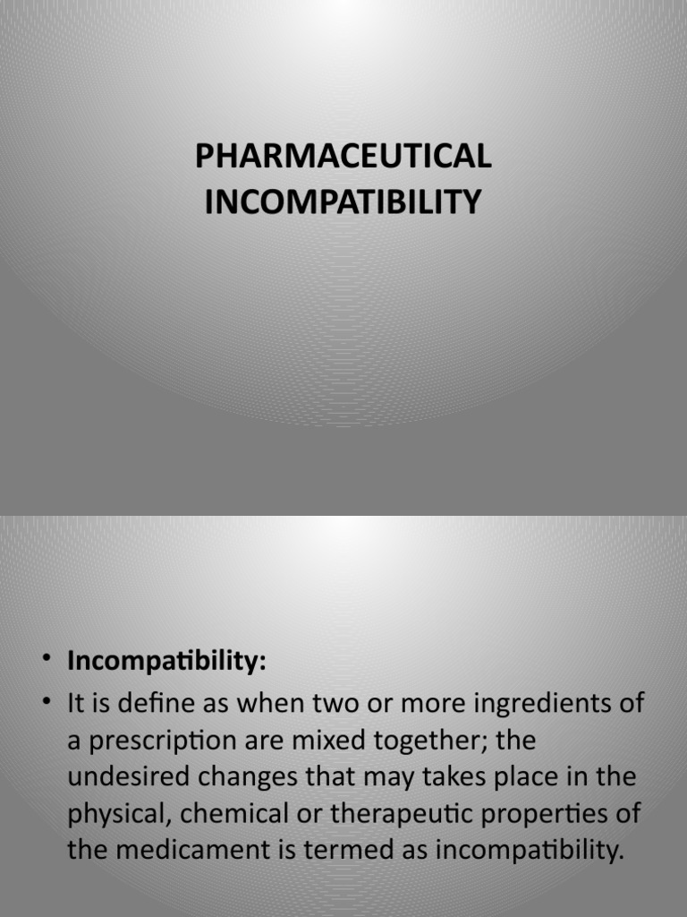 Pharmaceutical Incompatibility | PDF | Self-Improvement | Wellness