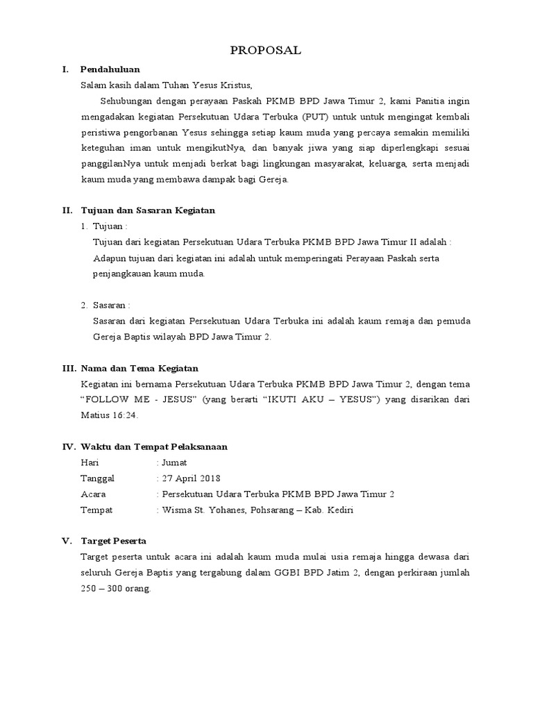 Proposal Paskah BPD 2018 | PDF