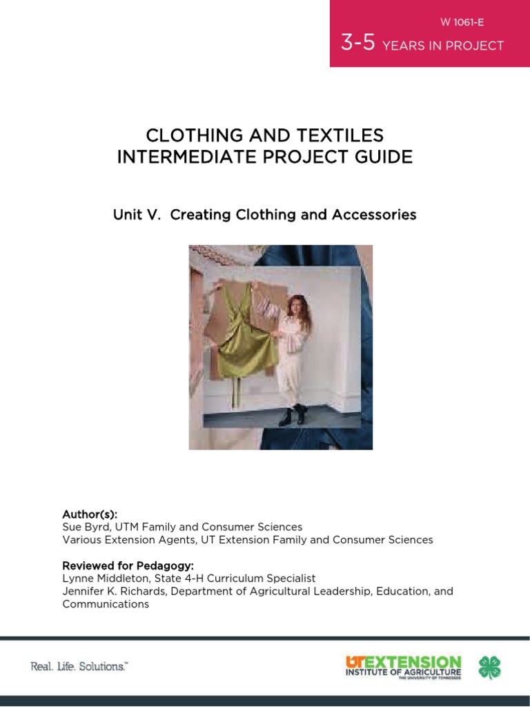 Clothing and Textiles Intermediate Project Guide | PDF | Seam (Sewing ...