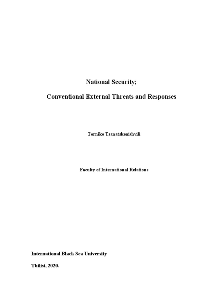 National Security - Conventional External Threats and Responses Last ...