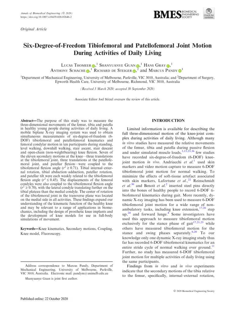 Thomeer 2020 | PDF | Knee | Anatomical Terms Of Motion
