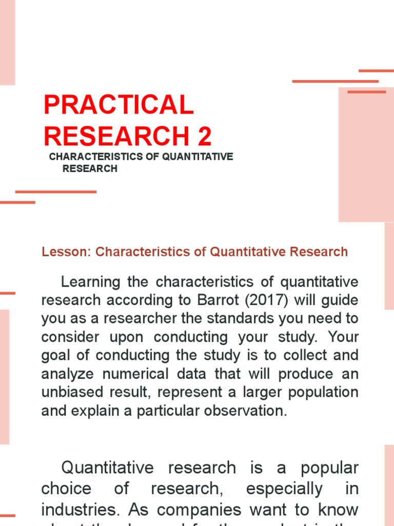 Practical Research 2 - Lesson 1 | PDF | Quantitative Research | Statistics
