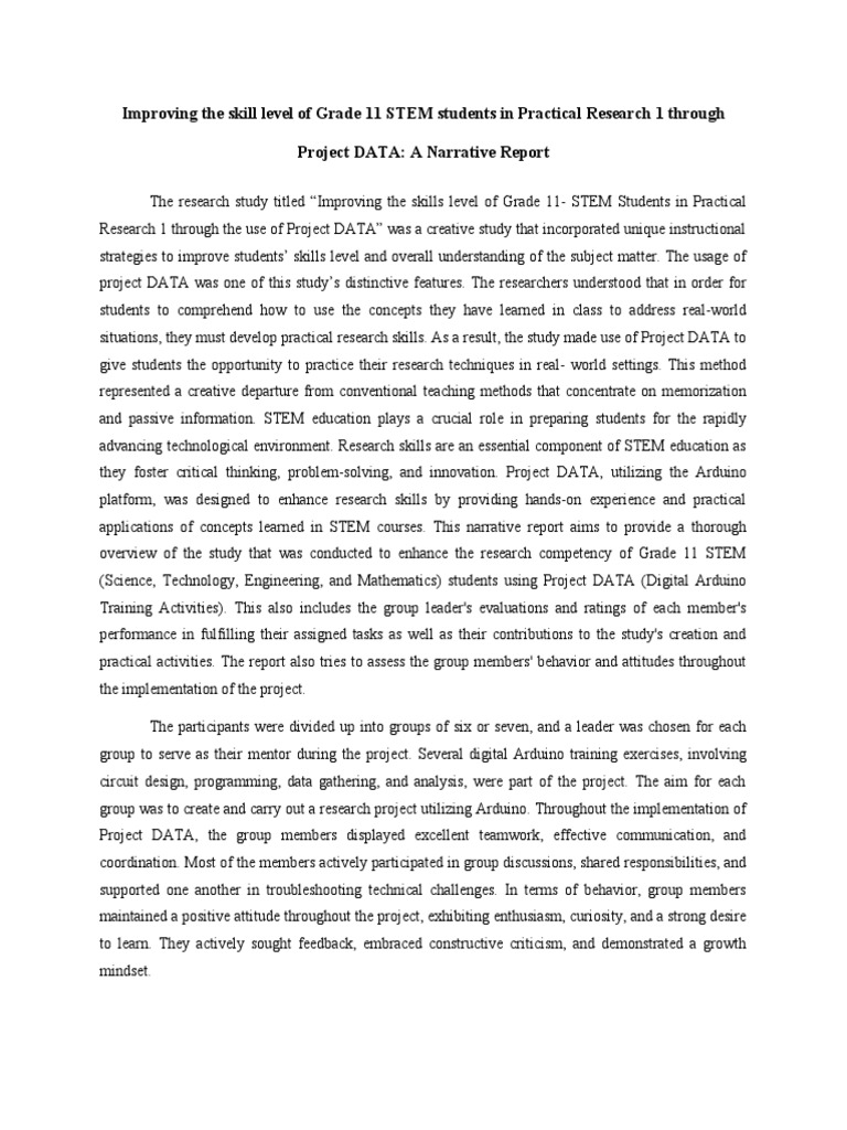 Narrative Report in Practical Research 1 | PDF | Science, Technology, Engineering, And ...