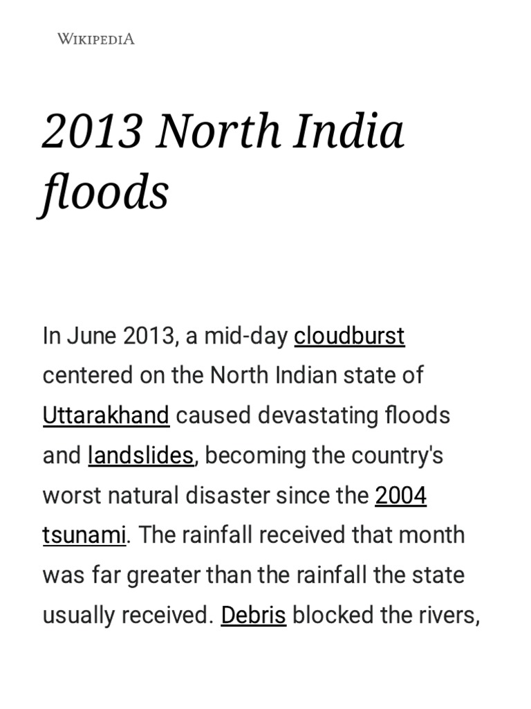 2013 North India Floods - Wikipedia | PDF