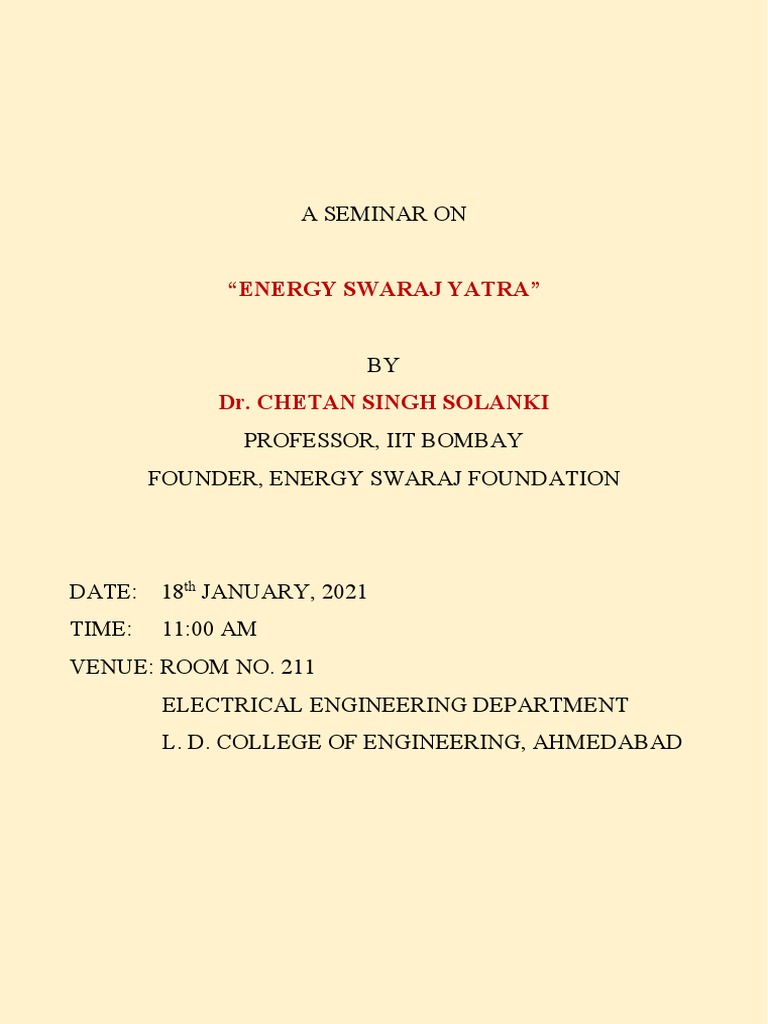 Energy Swaraj Yatra Seminar 2021 | PDF | Climate Change | Solar Energy