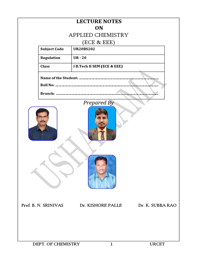 Applied Chemistry (Unit-1) | PDF | Polymers | Polymerization