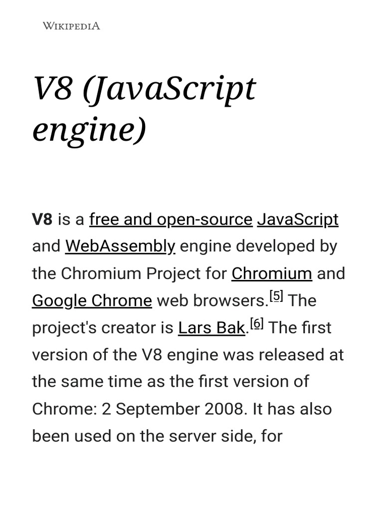 V8 (1JavaScript Engine) - Wikipedia | PDF | Business | Computers
