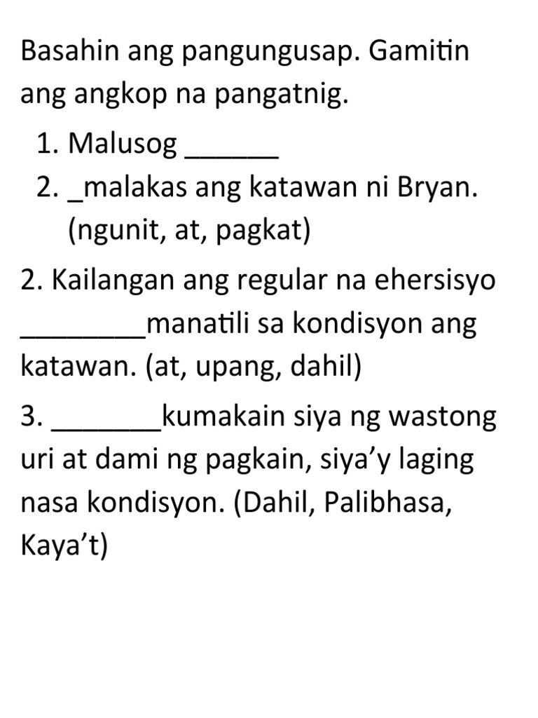 Pangatnig Exercise | PDF