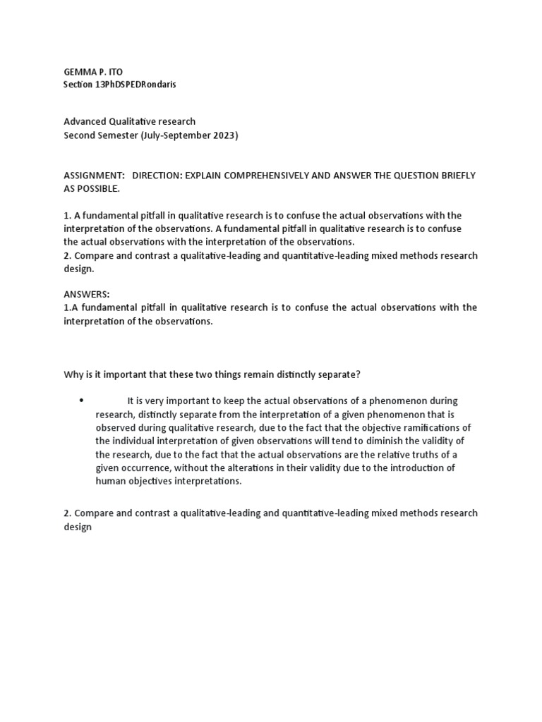 Qualitative Research Pitfalls & Mixed Methods | PDF