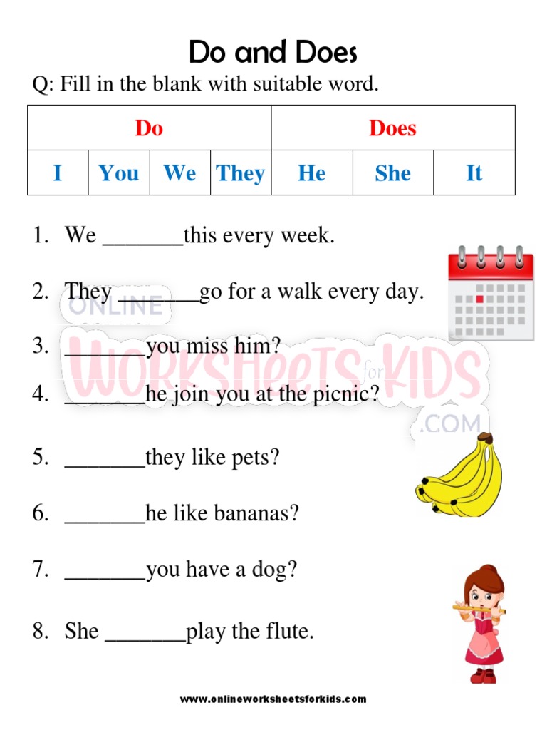 Do and Does Worksheets For Grade 1-5 | PDF