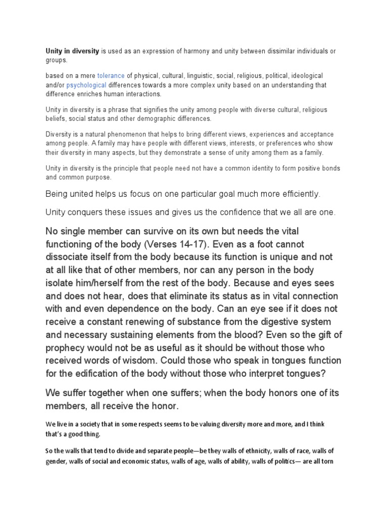 Unity in Diversity | PDF