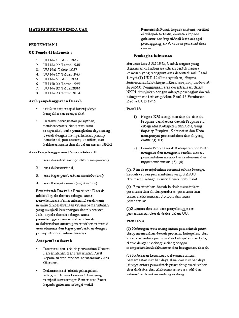 Materi Hukum Pemda Uas | PDF | Politik | Hukum