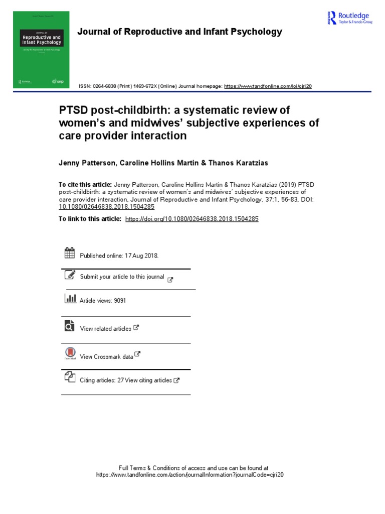 PTSD Post Childbirth A Systematic Review of Women S and Midwives ... PTSD Post Childbirth A Systematic Review of Women S and Midwives ...