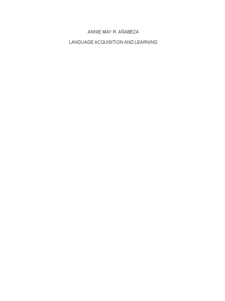 Language Acquisition and Learning | PDF | Language Acquisition | Fluency