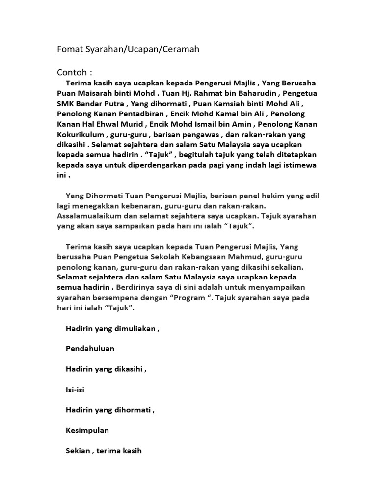 Fomat Syarahan | PDF