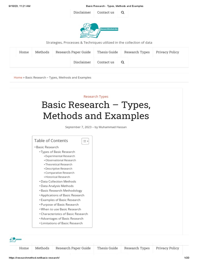 Basic Research Types Methods And Examples Pdf Methodology