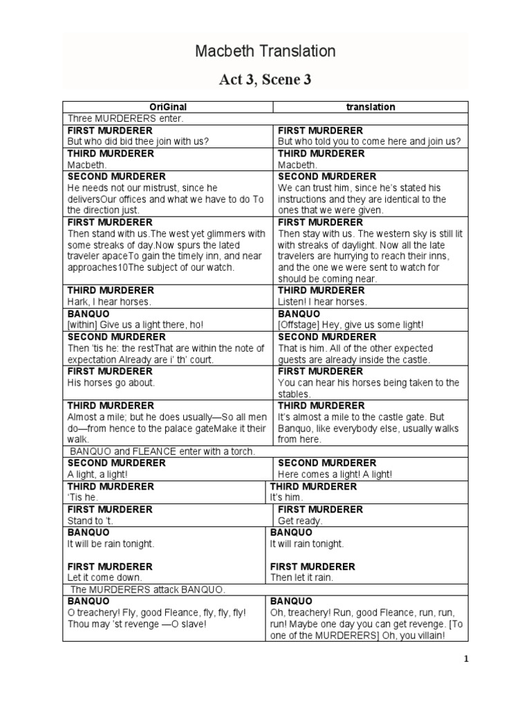 Macbeth - Act 3 Scene 3 | PDF