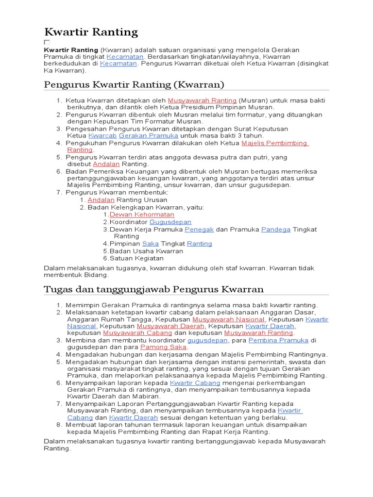 Tugas Kwartir Ranting | PDF