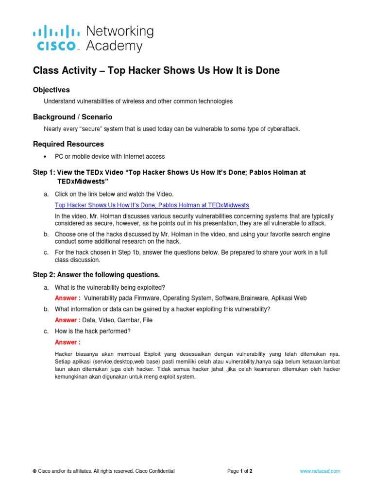Leni Andriani 1012 Class Activity Top Hacker Shows Us How It Is Done PDF Free | PDF | Security ...