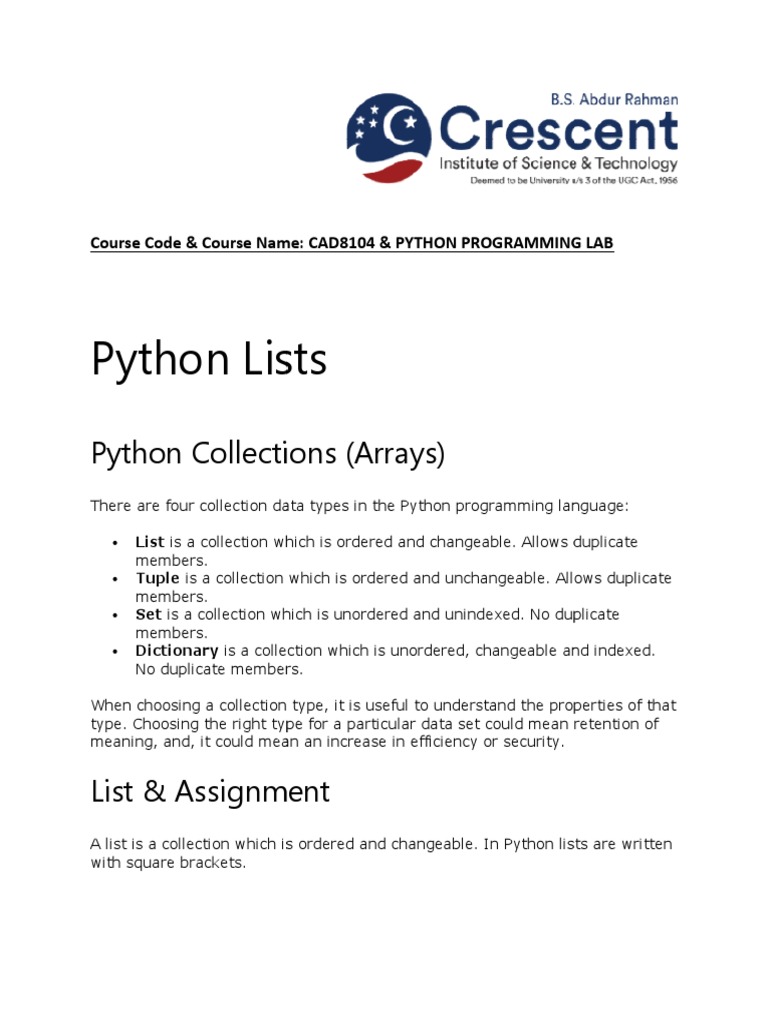 Python List Concept | PDF | Parameter (Computer Programming) | Class ... Python List Concept | PDF | Parameter (Computer Programming) | Class ...