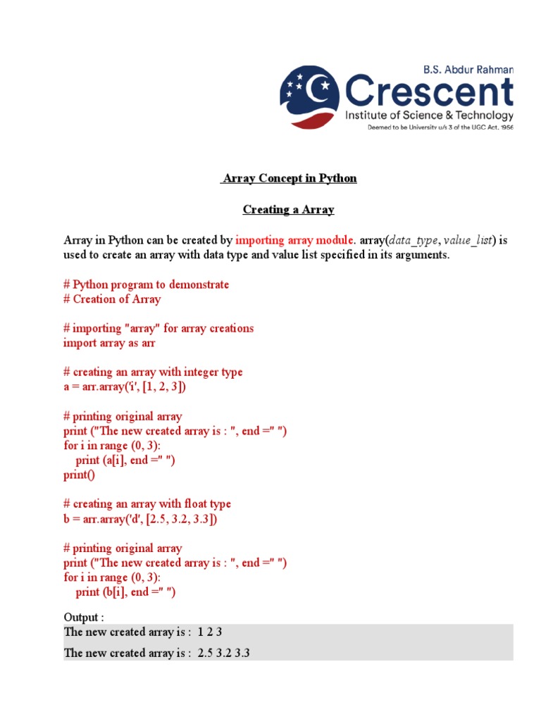 Array Program Pdf Computer Programming Computer Science 4203