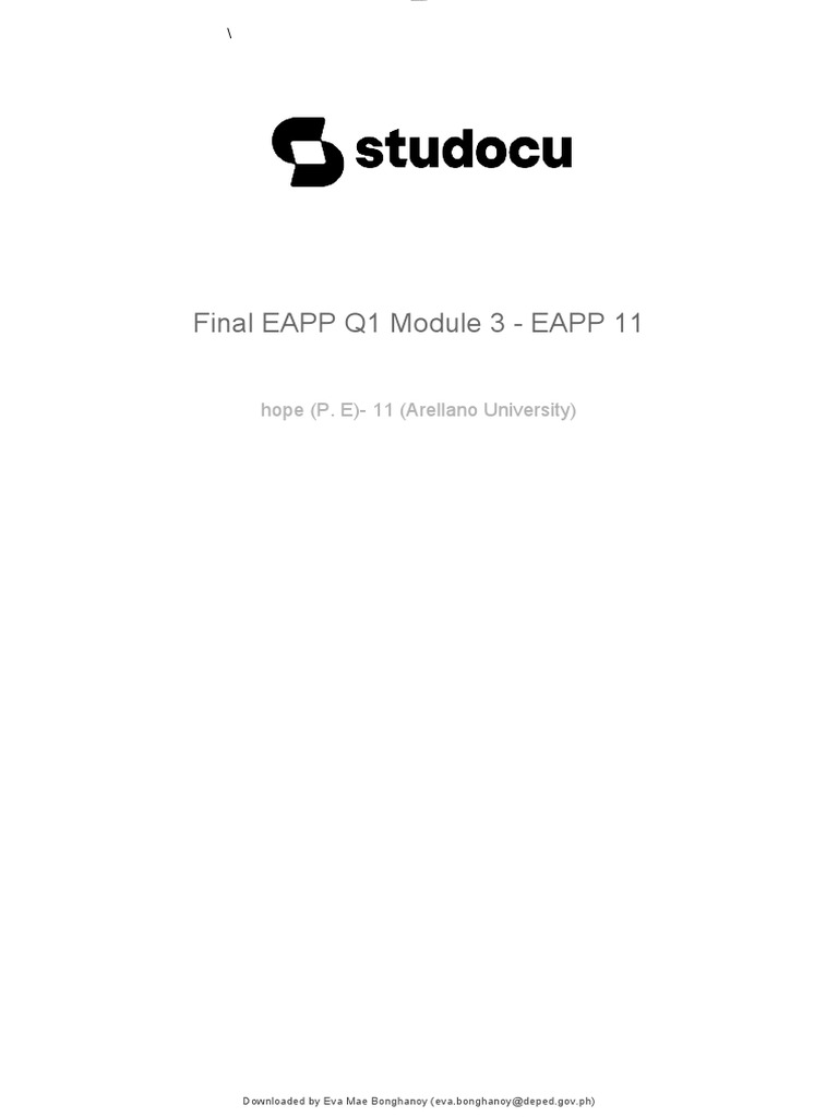 Final Eapp q1 Module 3 Eapp 11 | PDF | Rubric (Academic) | Learning