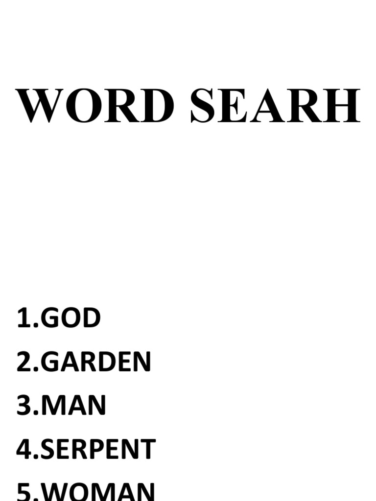 Adam and Eve Word Search Activity | PDF | Language Arts & Discipline