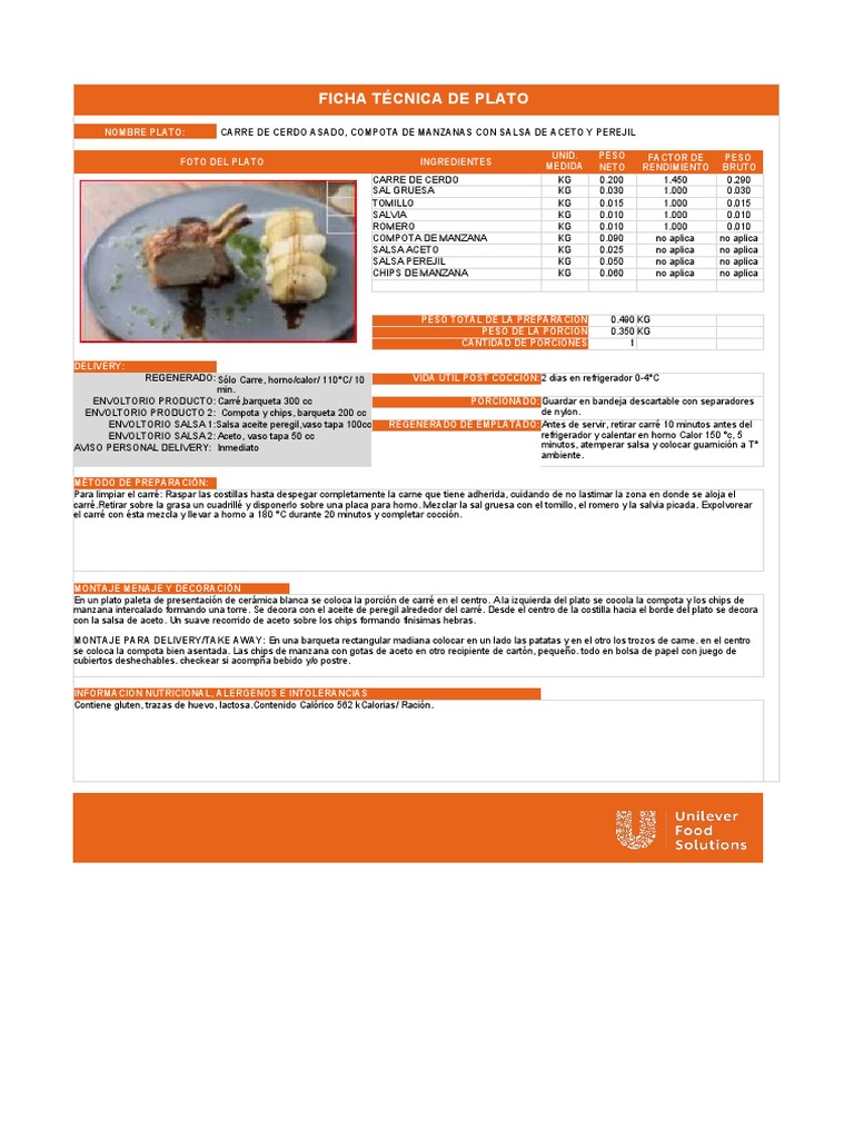Plantilla Ficha Tecnica Recetas | PDF Plantilla Ficha Tecnica Recetas | PDF