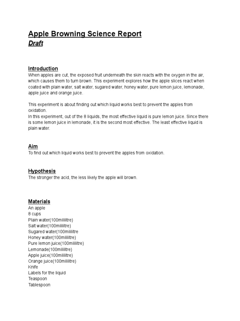 Apple Browning Science Report Reference | PDF