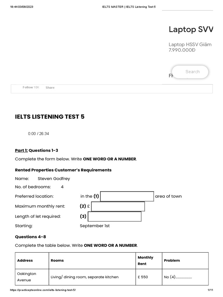 Ielts Master - Ielts Listening Test 5 | PDF | International English ...