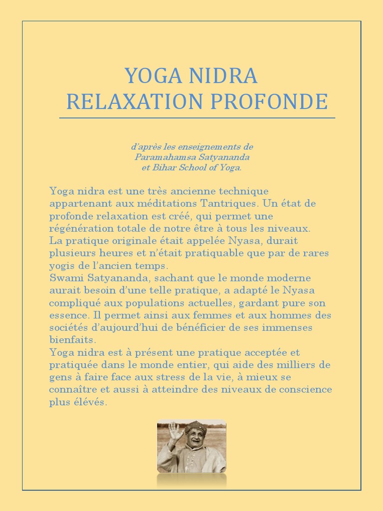 Yoga Nidra Ebrochure Français | Descargar gratis PDF | Yoga | Prana