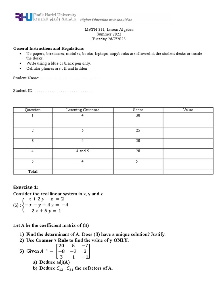 MAT 311 Exam 2 | PDF