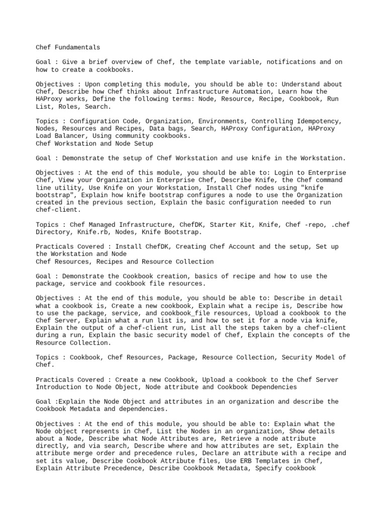 Chef - Course Note | PDF