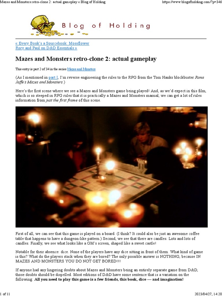 Mazes and Monsters Retro-Clone 2: Actual Gameplay | PDF | Dungeons ...