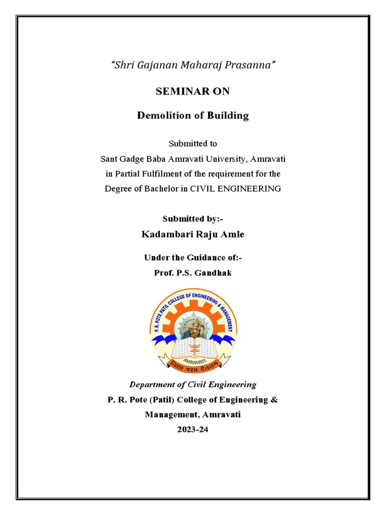 Building Demolition Seminar Report | PDF