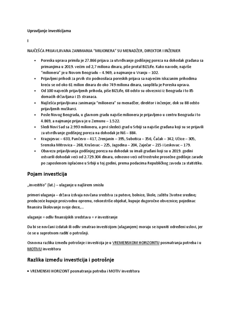 Investicije Skripta | PDF